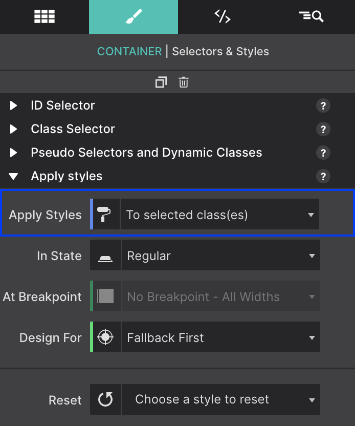 Styles Pane Selectors